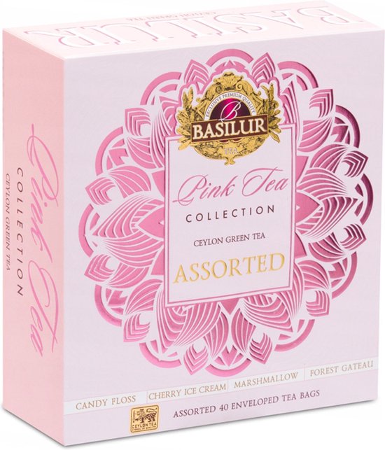 BASILUR Pink Tea - Assortiment van Ceylon Groene Theeën in Theezakjes ...