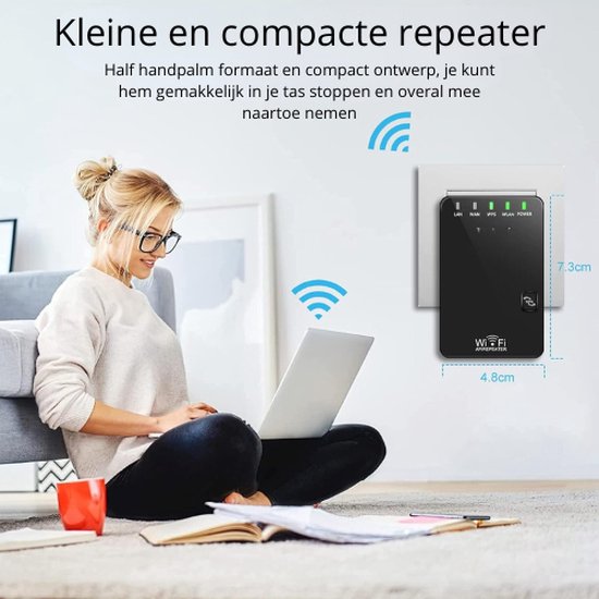 Wifi-versterker - Repeater - 300Mbps/2,4 GHz - Draadloos - Mini Compact ...