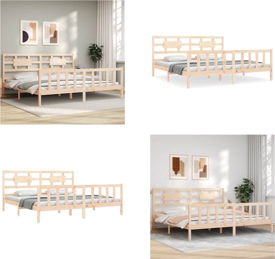 vidaXL Bedframe met hoofdbord massief hout 6 FT Super King Size ...