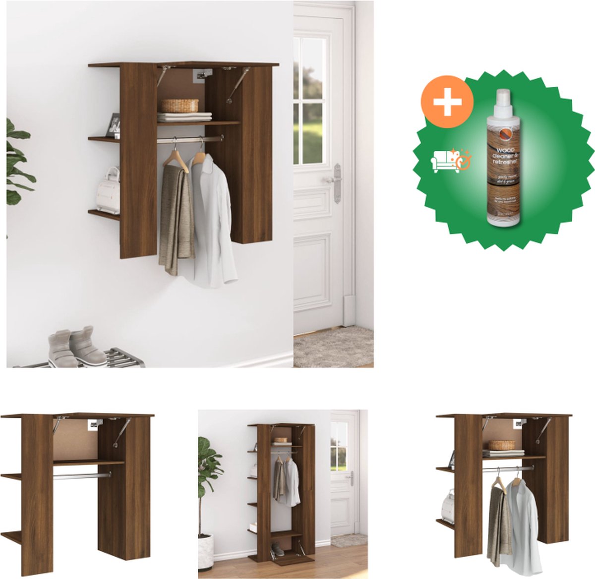 vidaXL Gangkast Halmeubel - 97.5 x 37 x 99 cm - Bruineiken - Hoge ...