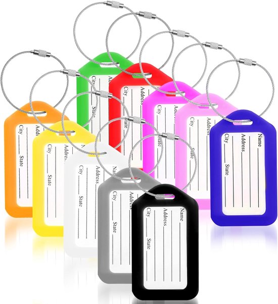 Luggage Tags - 10 Kleuren plastic waterproof ID tags met lanyard | bol