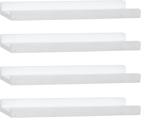 Wandrek- plank voor muren-Set van 4- Wit | bol