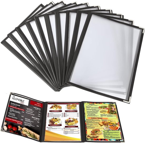 Set of 10 Triple Folding A4 Menu Card Folder - Menu Card Holder ...
