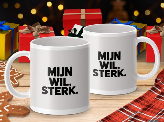Mijn Wil Sterk Mok, Dutch Saying, Motivational Quote, Coffee Mug, Home ...