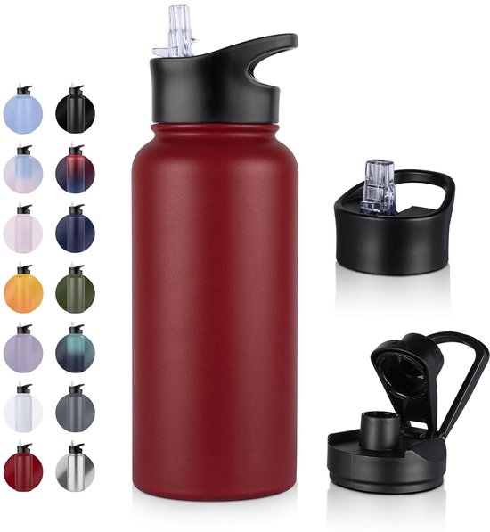Geïsoleerde waterfles - roestvrij staal - 1000 ml - dubbelwandig ...