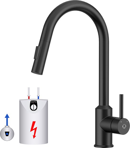 CECIPA max Keuken Kraan Zwart - Lagedruk Keukenkraan - Keukenkraan Met Uittrekbare... | bol