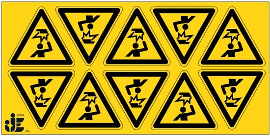 Stootgevaar waarschuwingssticker - W020 - 2,5 cm - 10 stuks per vel | bol