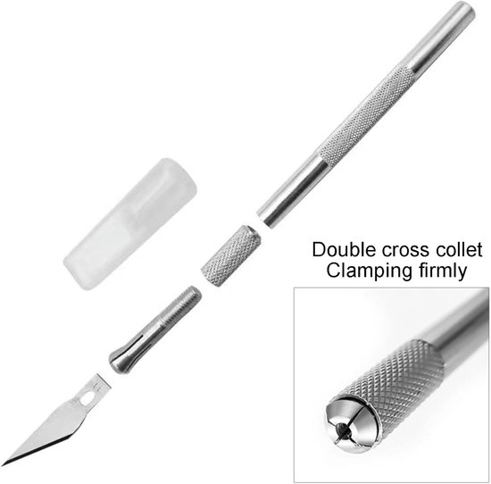 Set van 2 snijmessen, handsnijmes, met 20 messen, hobbymes, precisiesnijder, hobbymes... | bol