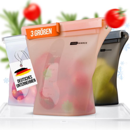 Uw Nuance siliconen zakjes, herbruikbare diepvrieszakjes (set van 3 ...