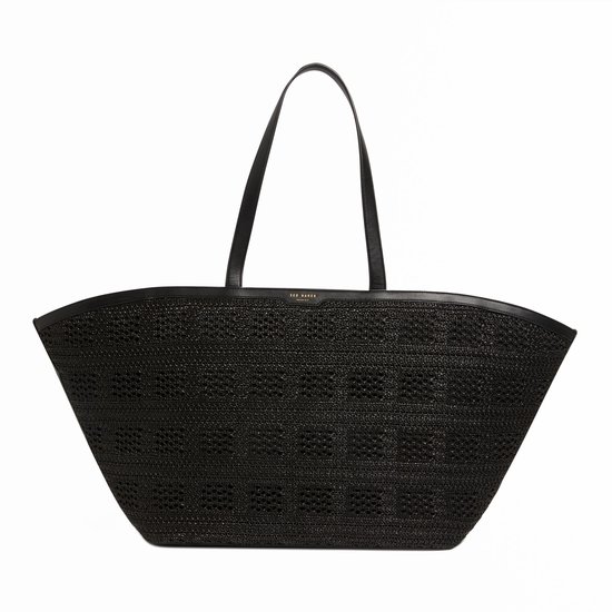Ted Baker shopper schoudertas Pamylaa Raffia Straw Oversized Bucket Tote Bag Black zwart | bol