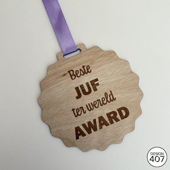 Design407 - Medaille Beste Juf ter wereld Award - 12 x 12 cm - Medaille ...