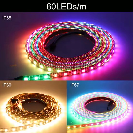 5 Meter Individueel Adresseerbare LED Strip WS2812B 60 LEDs per meter ...