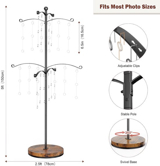 Metalen multi-fotokader - Draaibare basis - Decoratieve woonaccessoire ...
