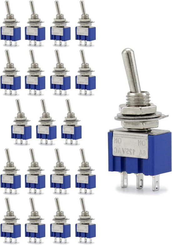 Mini Rocker Switch 20 Stuks AC 125V 6A ON-ON 3 Pins 2 Posities voor ...