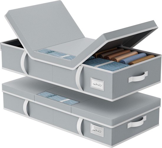 Opbergdozen voor onder het bed - Set van 2 grote stoffen opbergdozen ...
