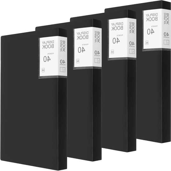 Zwarte presentatiemappen - Organiser met 40 doorzichtige ...