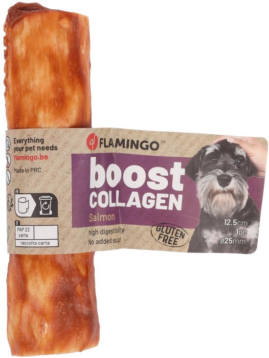 Flamingo Snack Boost Staaf met zalm & collageen 12,5CM 25MM 1ST Title | bol