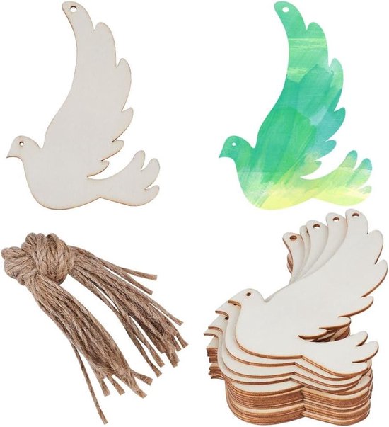 Onbewerkte houten duif decoraties - Set van 20 stuks | Houten ...