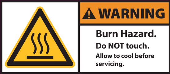 Burn Hazard Waarschuwingssticker warm oppervlak 160 x 70 mm | bol
