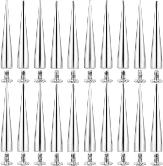 30 stuks zilveren cone spikes klinknagels 7 x 38mm - Punk DIY rock accessoires | bol