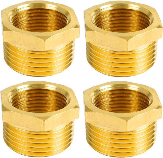 Allecto Plus - Verloopstuk Messing Adapter 1 naar 3/4 inch - Set van 4 stuks -... | bol