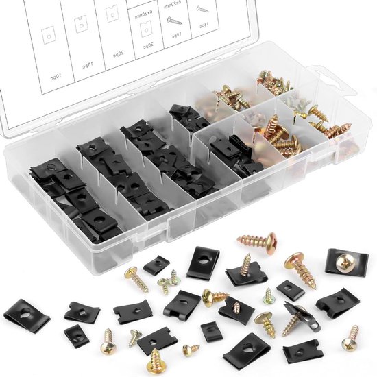 Zeynomax - U-clips en schroeven voor auto - 170 stuks assortiment - RVS ...