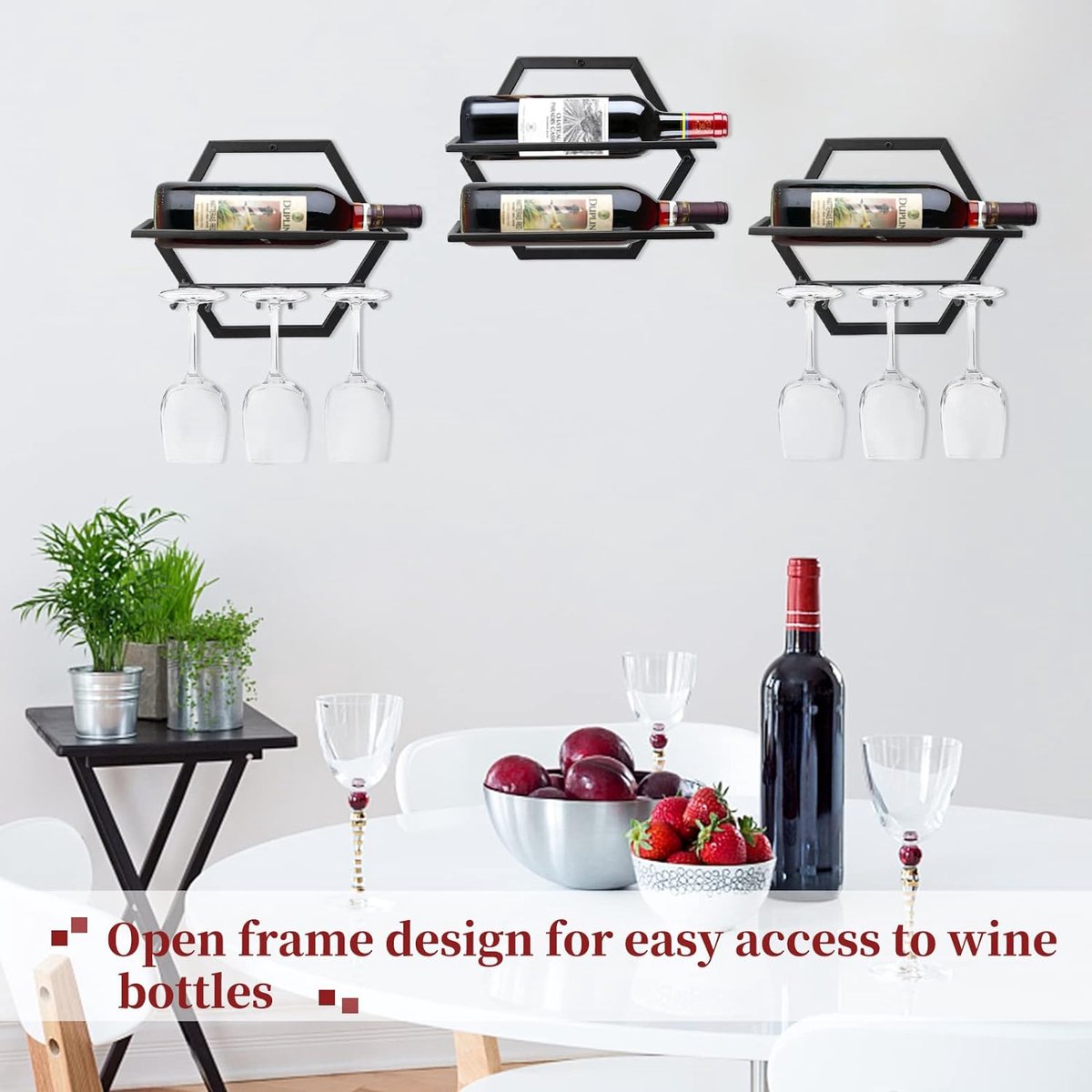 Muur wijnrek flessenrek - wijnrek hangend wandmontage wijnflessenrek | bol