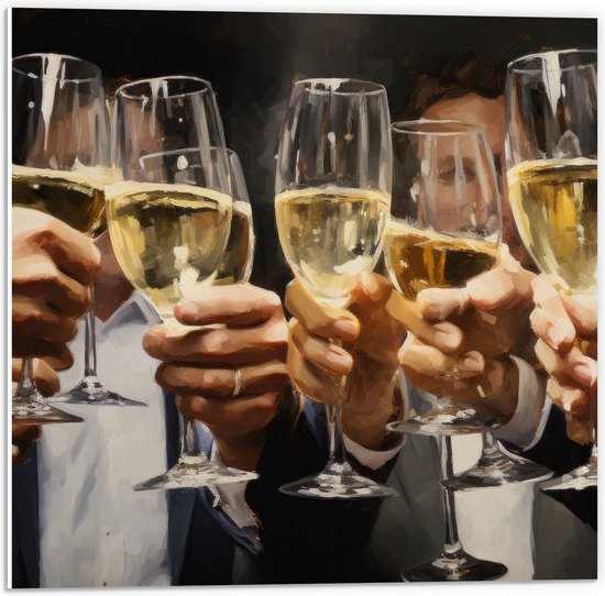 PVC Schuimplaat - Mensen - Wijn - Alcohol - Proosten - 50x50 cm Foto op ...