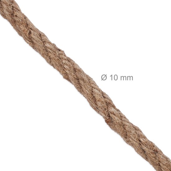 Relaxdays jute touw 10 mm - set van 2 - bindtouw 10 m lang - jute koord ...