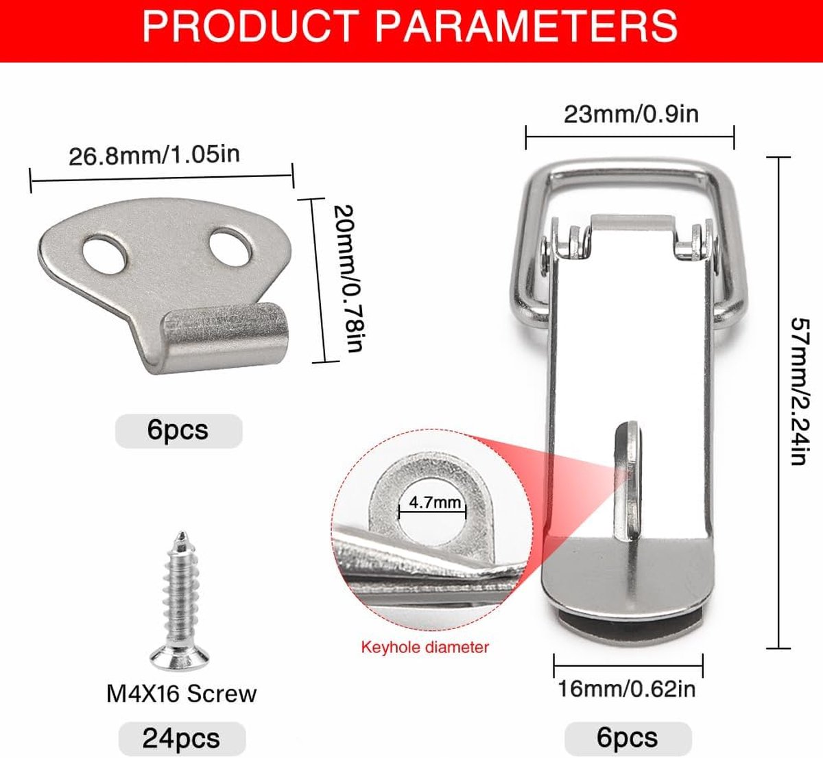 6 Sets Veerbelaste Toggle Vanggrendel met Slotgat, 72mm Hasp Toggle ...
