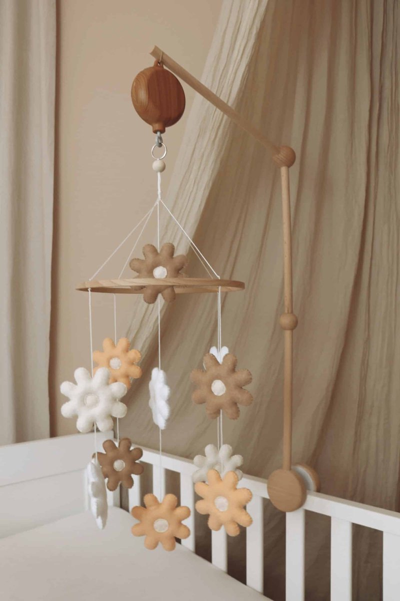 Complete set bloemen muziekmobiel (Mobiel + Arm + Box) - muziek mobiel ...