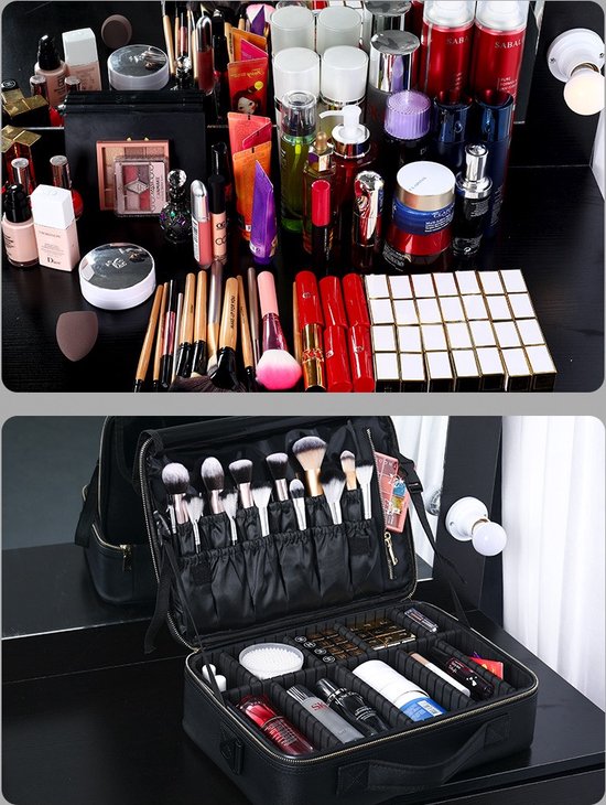 Premium XL Make Up Organizer - Make Up Koffer 40cm x 29cm x 12cm ...