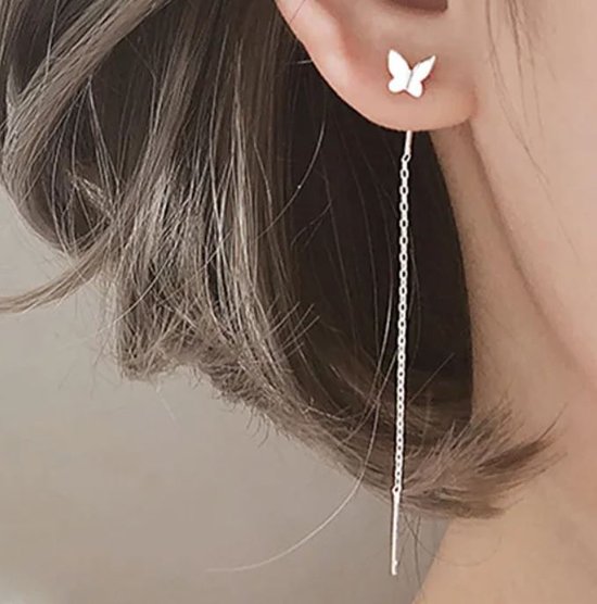 oorbellen Vlinder goudkleurig doortrek oorhangers - met sieradendoosje ...