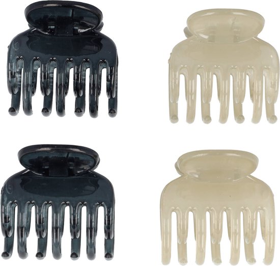 Haarspeld Klemmen Dubbele Tand 4cm Transparant Zwart Grijs Extra Grip ...