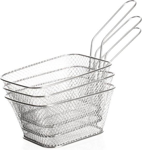 6 x Mini Basket for Serving Chips - Snack Bowl Made of 430 Stainless ...