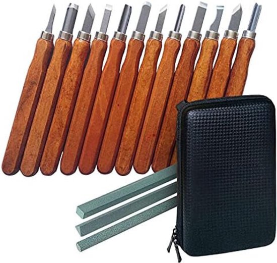 Houtsnijset - Houtsnijden - Houtsnijmes - Lepelmes - Set van 12 Stuks ...