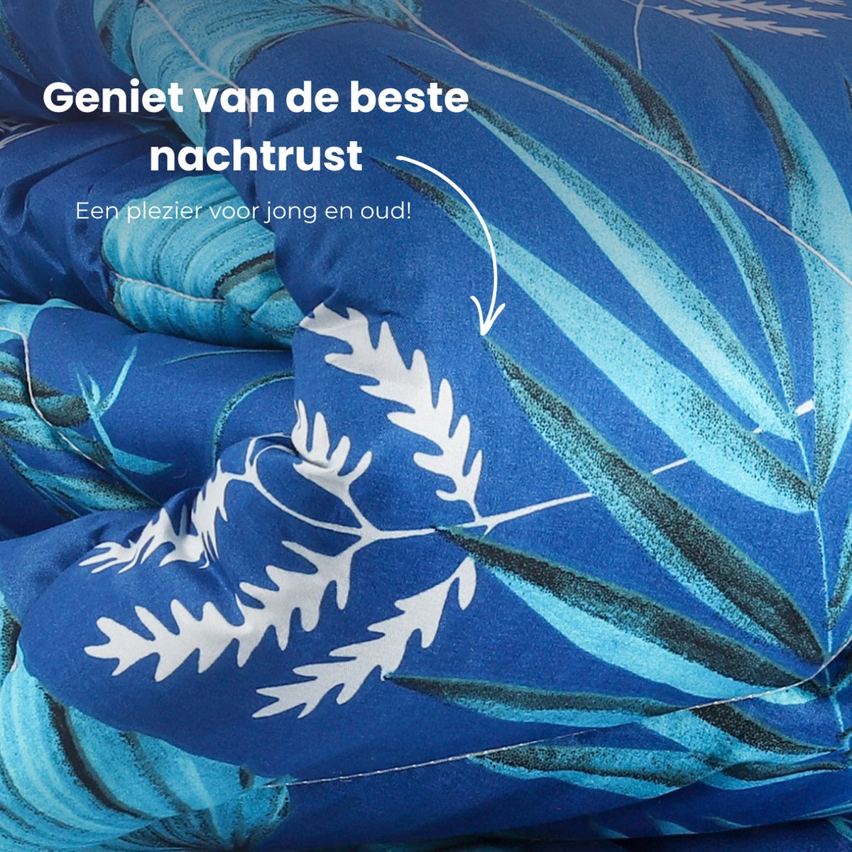 HappyBed | 160x220 cm - Één dekbed voor het hele jaar - Blue leaves ...