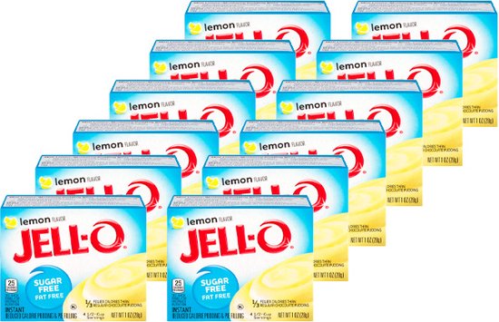Jello | Citroen Pudding | Suikervrij | 12 Stuks | 12 x 8,5 gram | bol