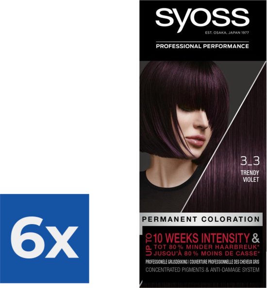 SYOSS Color Baseline 3-3 Trendy Violet Haarverf - 1 stuk - Voordeelverpakking 6 stuks | bol