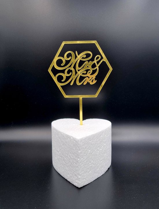 MR & MRS - Taart Topper - Bruiloft - Goud - Hexagon | bol