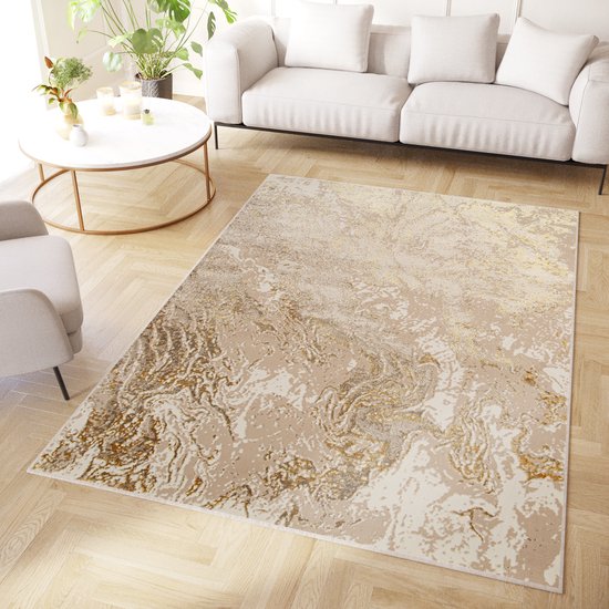 Tapiso Crystal Vloerkleed Beige Modern Laagpolig Tapijten Maat- 160x220 ...