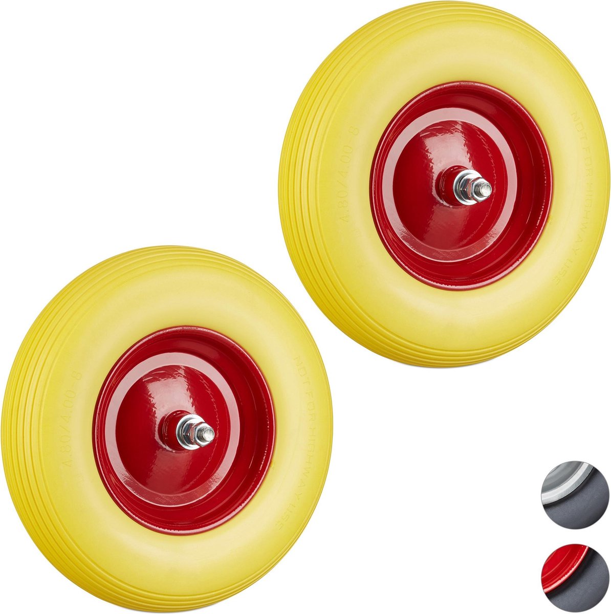 relaxdays 2x roue de brouette caoutchouc - roue de chariot + essieu ...