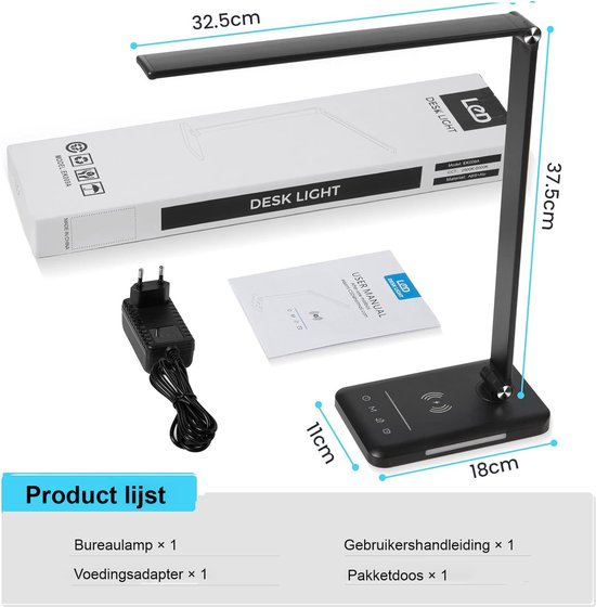 Draadloze Oplaadbare Bureaulamp - Dimbaar met Helderheidsregeling ...