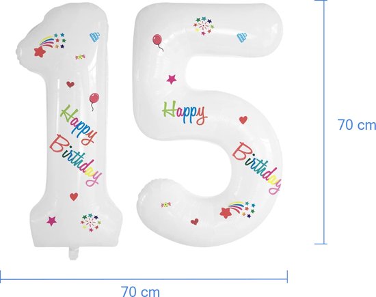 Folie Ballonnen Cijfers 15 Jaar Happy Birthday Verjaardag Versiering ...