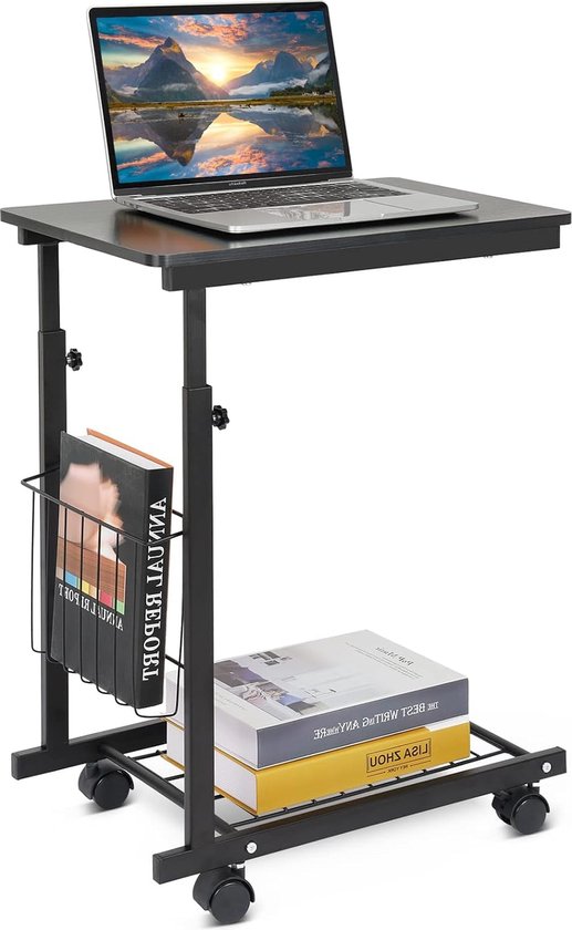 In hoogte verstelbare bijzettafel, draagbare sofa tafel op wielen, C ...