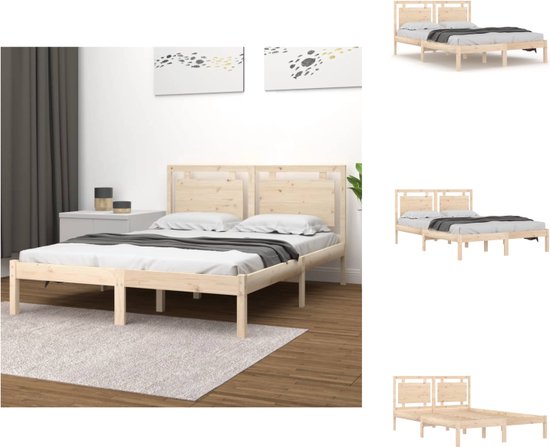 vidaXL Bedframe - Grenenhout - 205.5 x 125.5 x 31 cm - Multiplex ...