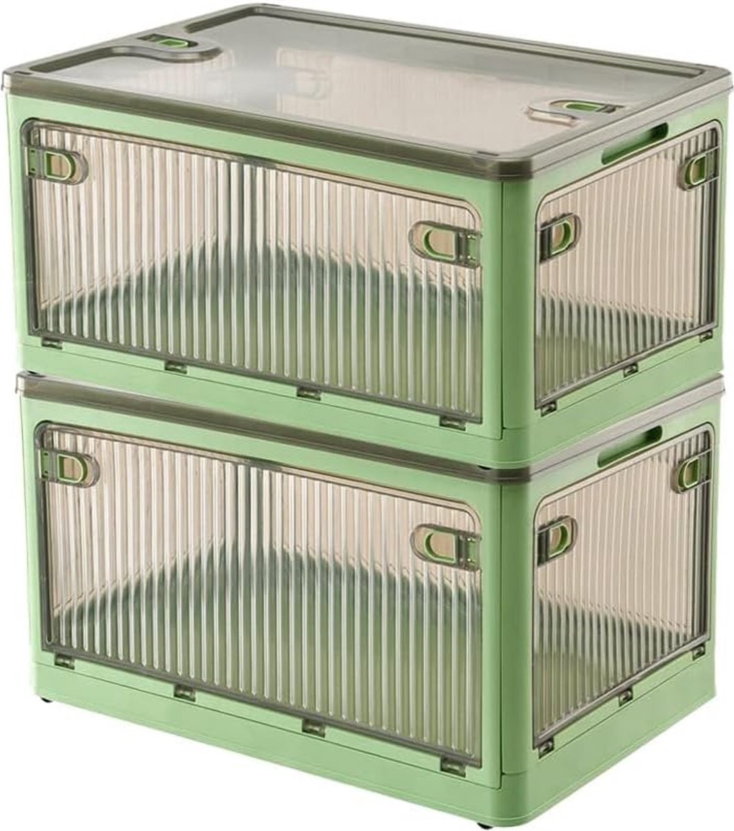 2-delige opbergdozen met deksels, opvouwbare kratten van 28 liter met ...