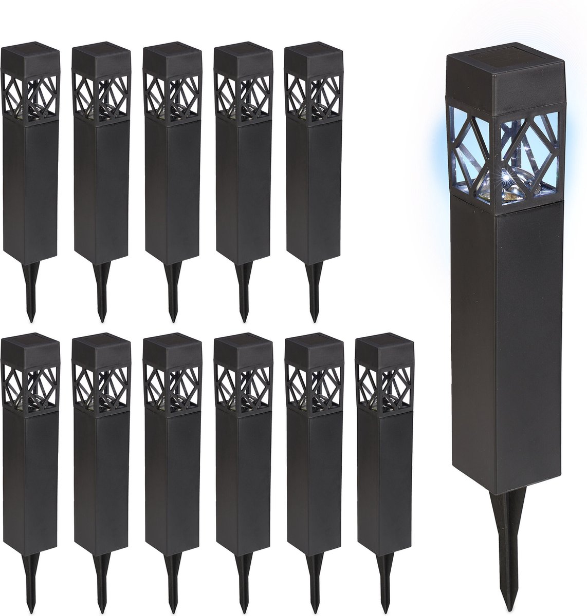 Relaxdays solar tuinlamp set - led tuinverlichting - solarlamp met ...