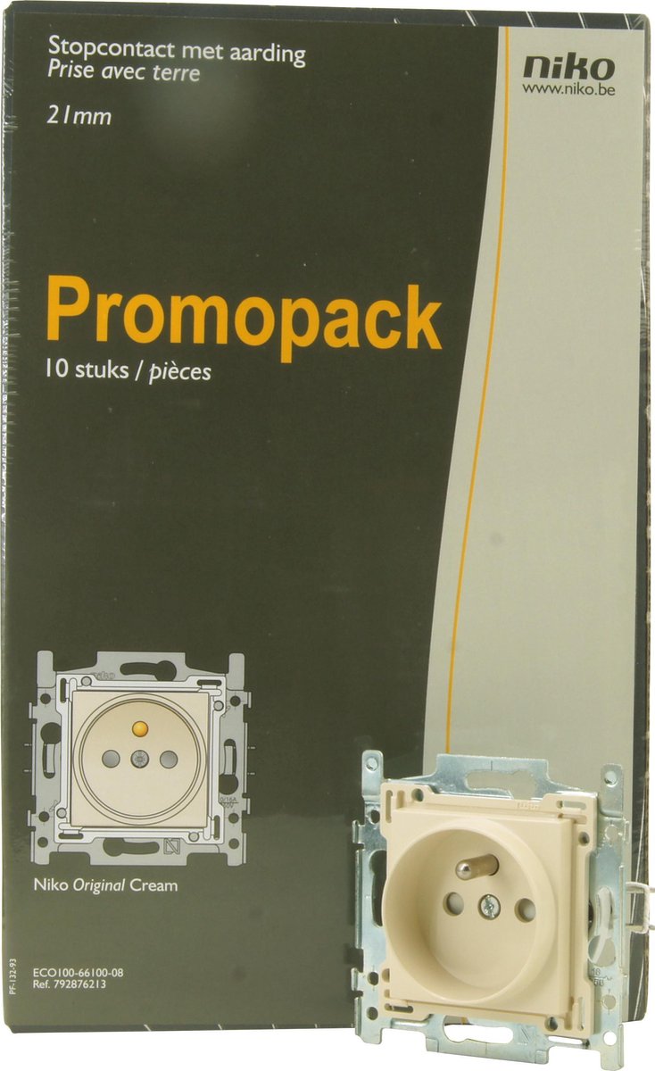 NIKO Original Cream inbouw stopcontact - penaarde - enkelvoudig - 10 ...