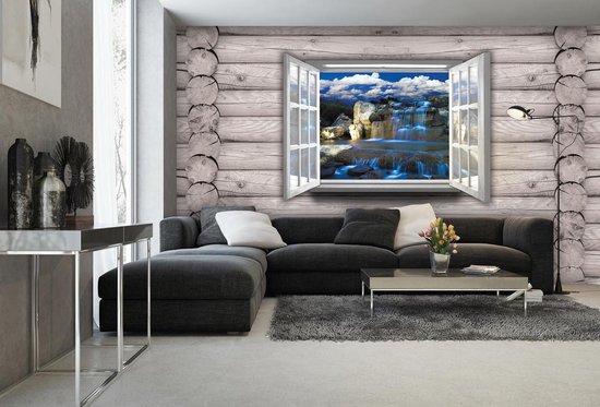 View Cottage Waterfalls Nature Photo Wallcovering | bol